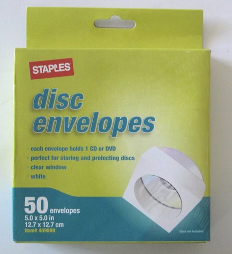 Staples CD/DVD Disc Envelope 35ct 459599 5in x 5in | eBay