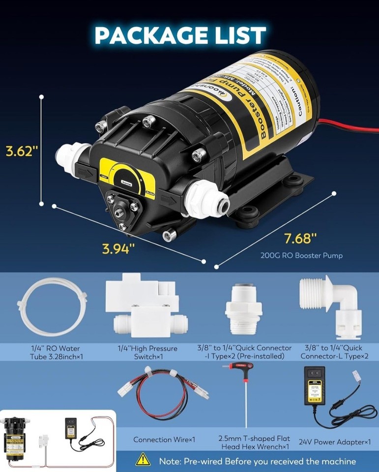 200GPD Booster Pump for RO System Complete Kit Suitable for Home ...
