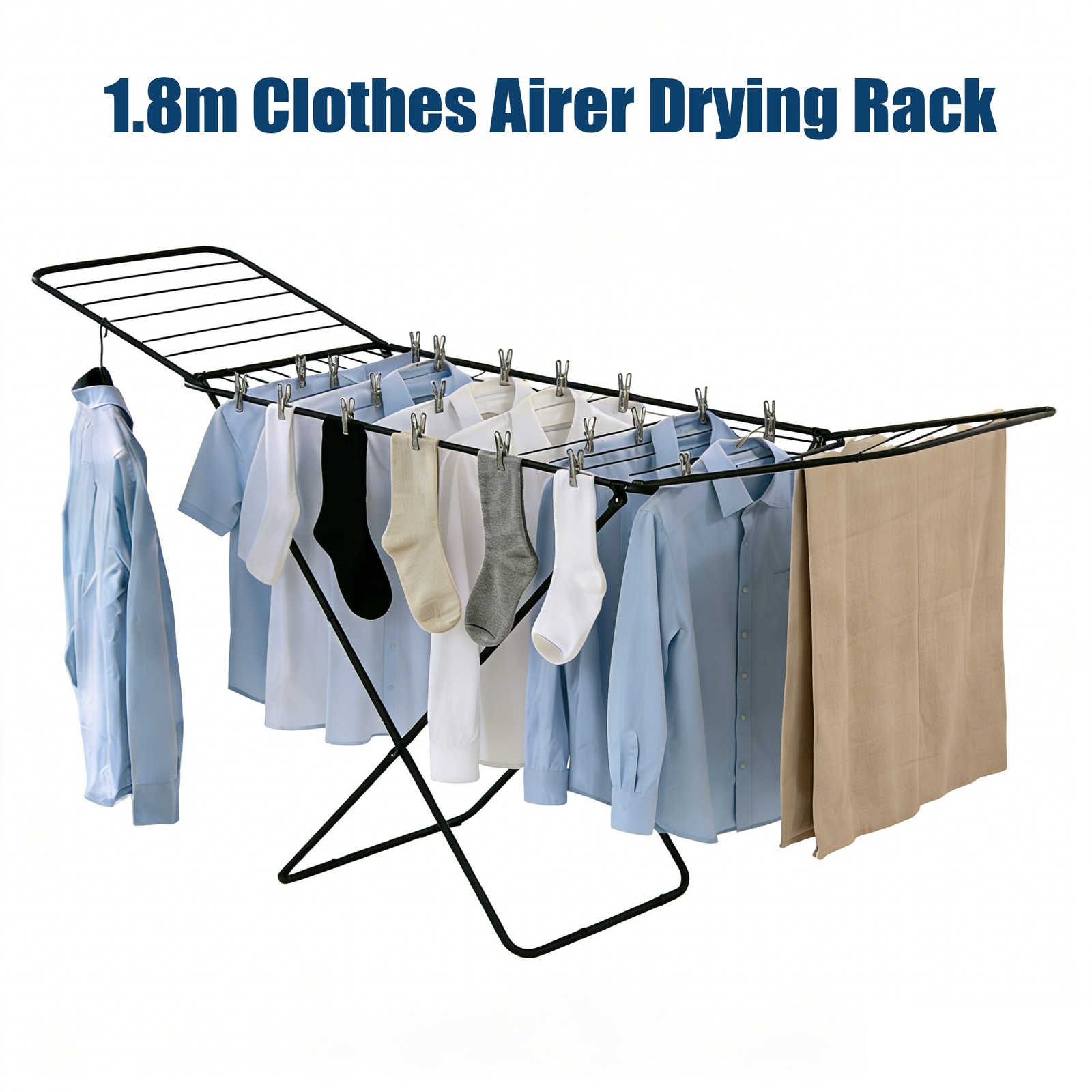 1.8M Large Winged Air Dryer - Foldable Clothes Maiden Horse Laundry ...