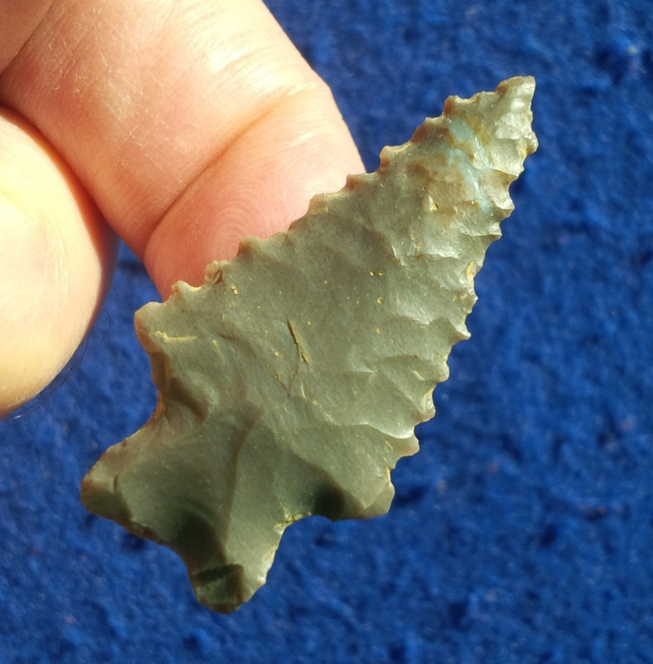 FINE 1-3/4" KIRK STEMMED BIFURCATED INDIANA ARROWHEAD Authentic ...