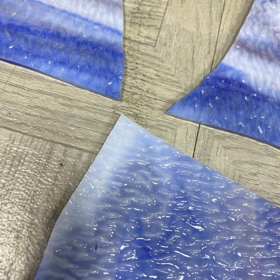 Lot Of Stained Glass Sheet Slab Panel Raw Blues/whites/purple Imperfect ...