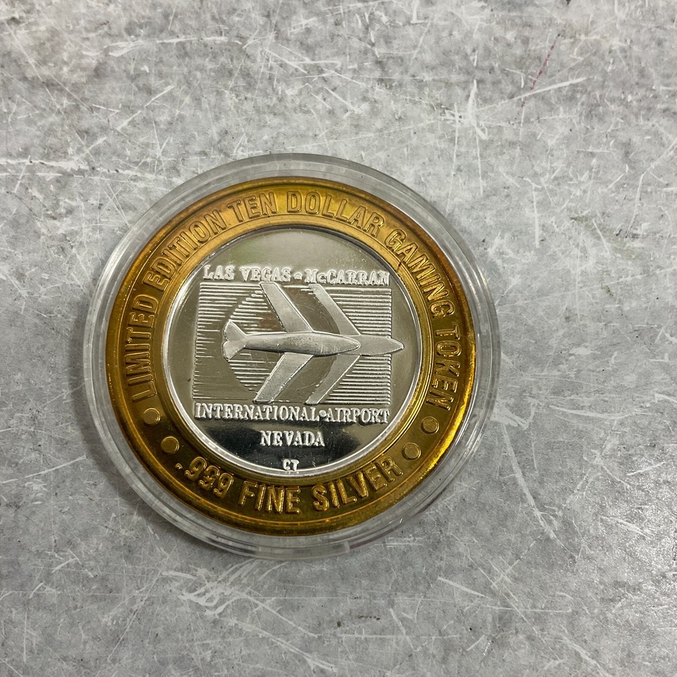 Vintage McCarran Slots Airport 999 Silver Limited Ten Dollar Gaming ...