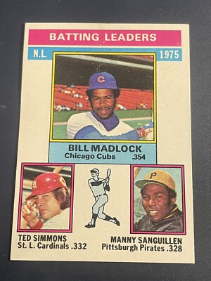 1976 Topps Bill Madlock Ted Simmons # 191 1975 NL Batting Leaders ...