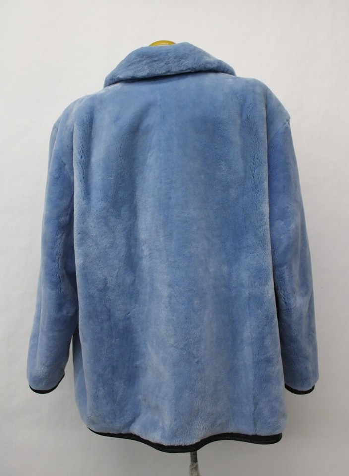 BRAND NEW BLUE SHEARED BEAVER FUR & LEATHER REVERSIBLE JACKET MEN MAN ...