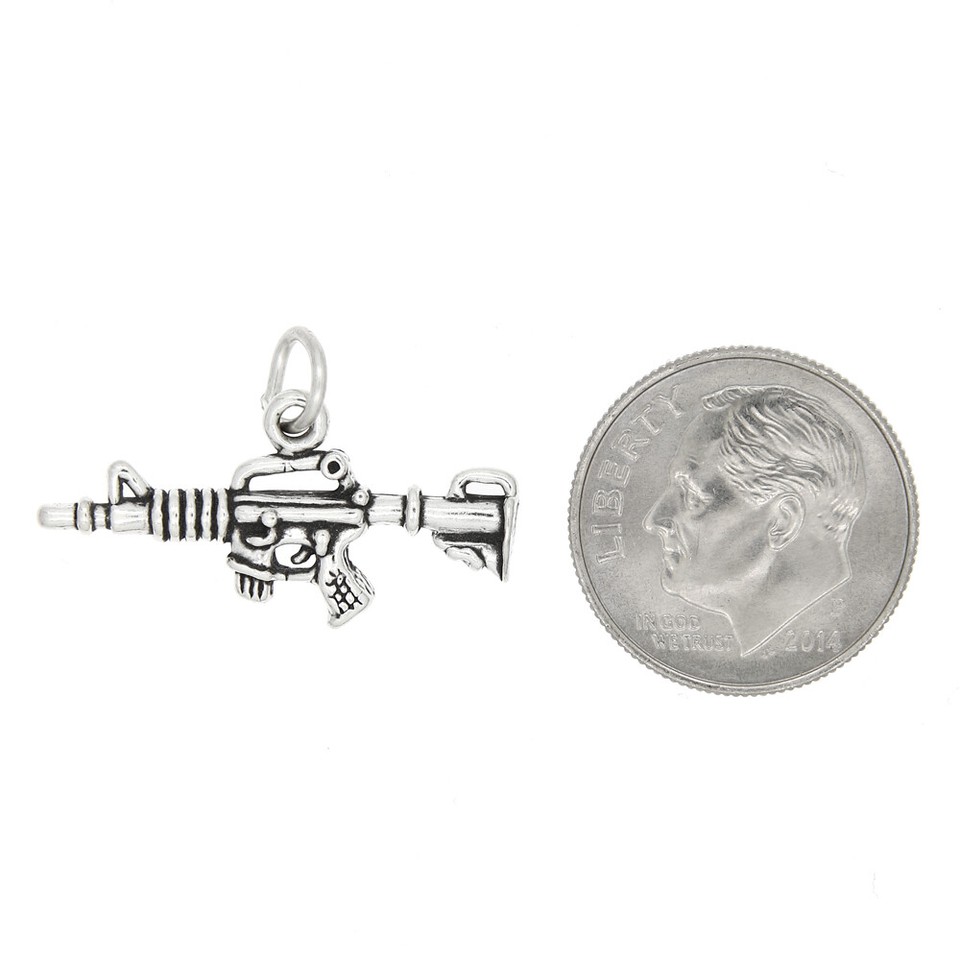 Sterling Silver 3D Machine Gun Rifle Charm or Pendant | eBay