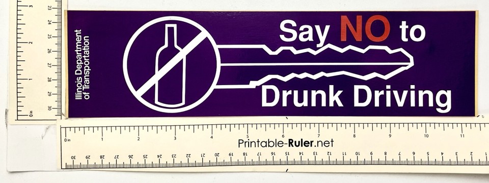 1990s Say No Drunk Driving Sober Bumper Sticker Illinois Transportation ...