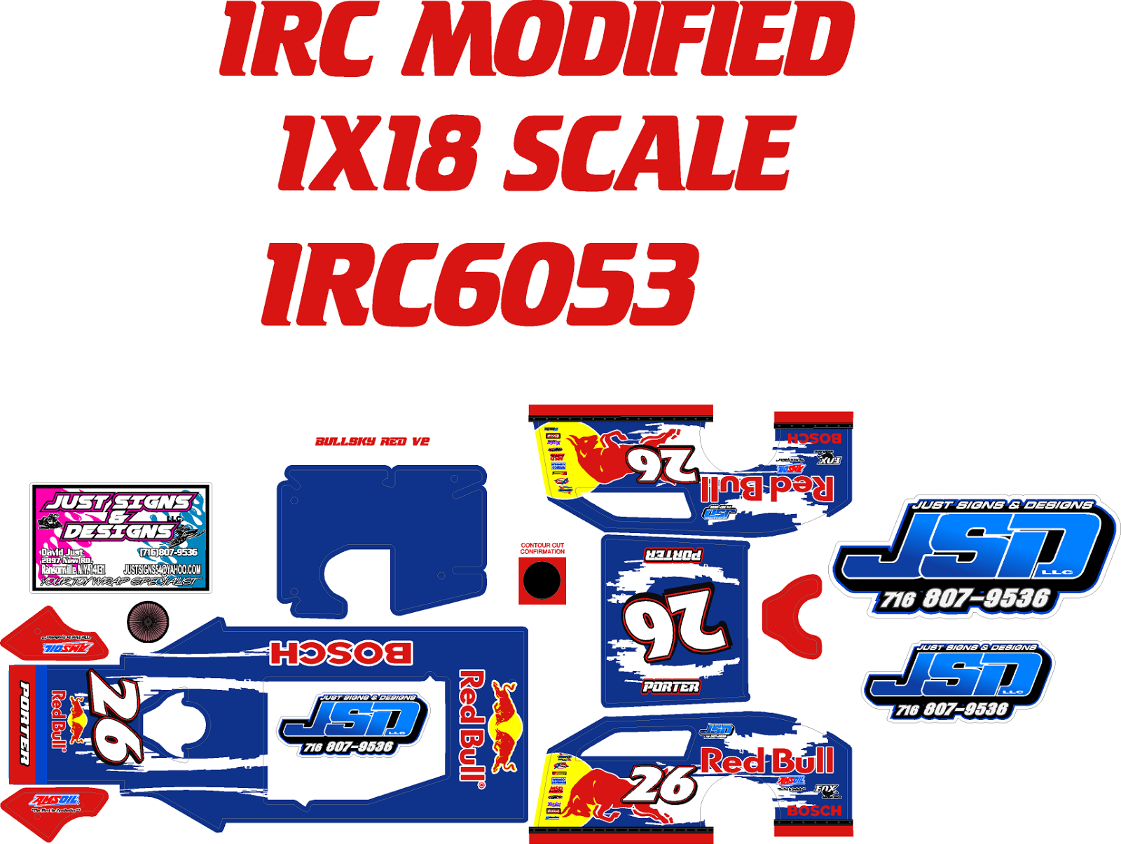 1RC MODIFIED 1RC605 WRAP BULLSKY RED V2 THEME 1X18 SCALE EAST COAST MOD | eBay