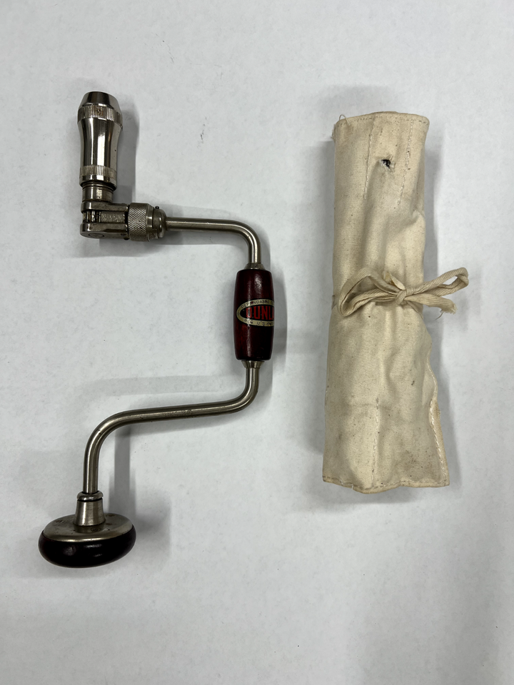 Vintage Dunlap 10" Bit Brace Ratcheting Drill Hand Drill Auger w/ ALL ...