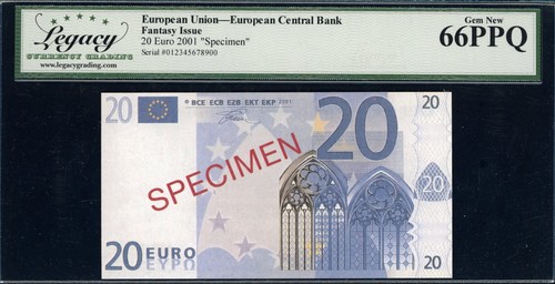 SPECIMEN NOTE European Union 2001 €20 European Central Bank Fantasy ...