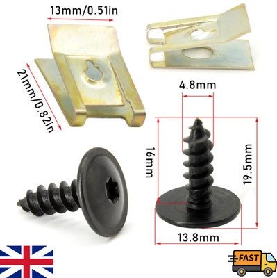 FIT AUDI Body Fender Bumper Retainer U Nut Clips Gasket Fastener Metal ...