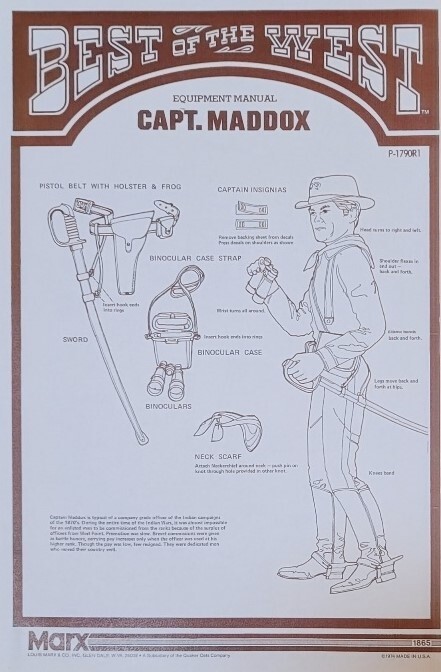 Captain Maddox figure + 10 Accessories + Manual copy Marx Johnny West ...