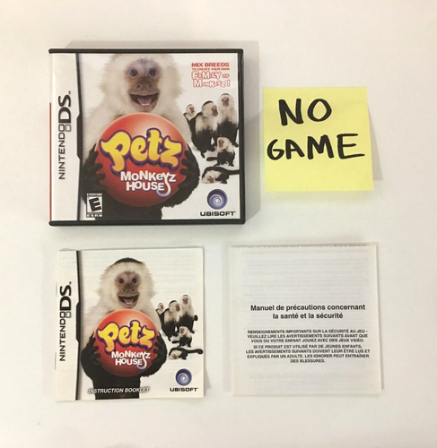 Petz Monkeyz House (Nintendo DS, 2008) Box & Manuals, NO GAME CARTRIDGE ...