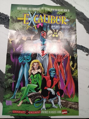 VINTAGE Mutant Genesis Excalibur Folded Promo Poster 14x22 Marvel 1991 ...