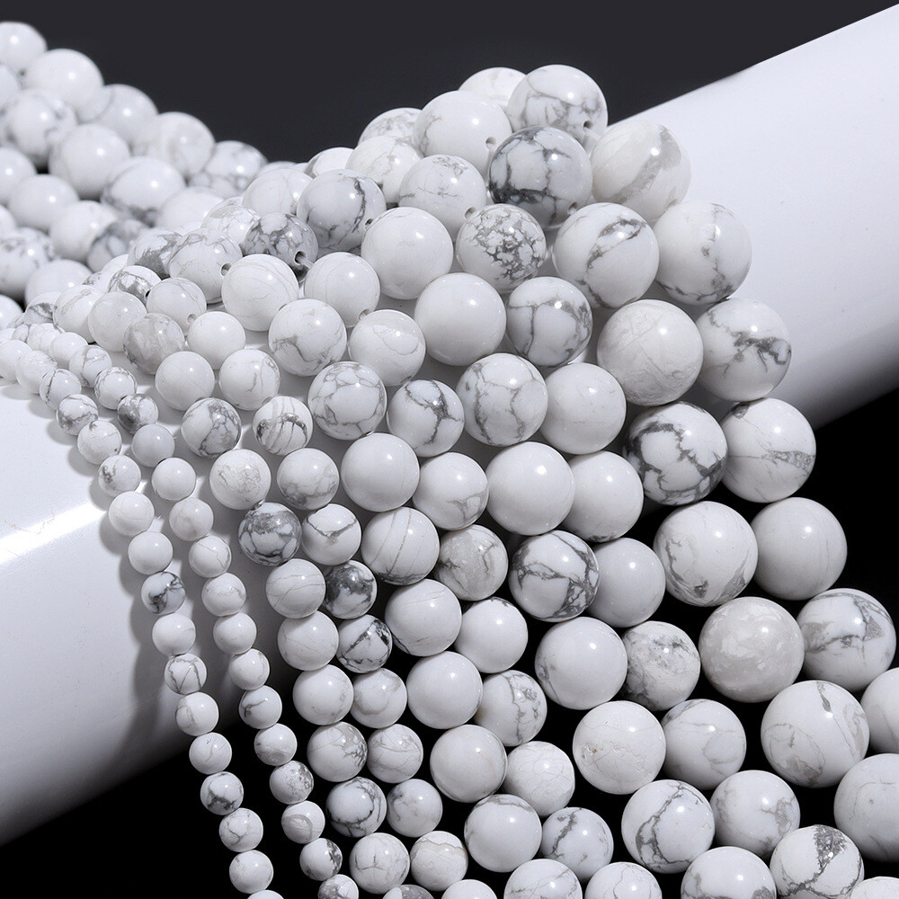 Natural White Turquoise Stone Round Spacer Bead for Jewelry Making 4 6 ...