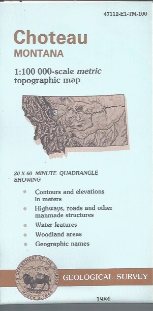 USGS 1:100,000 edition topographic map Choteau Montana | eBay