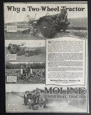 Vintage 1918 Moline Universal Tractor Print Ad | eBay