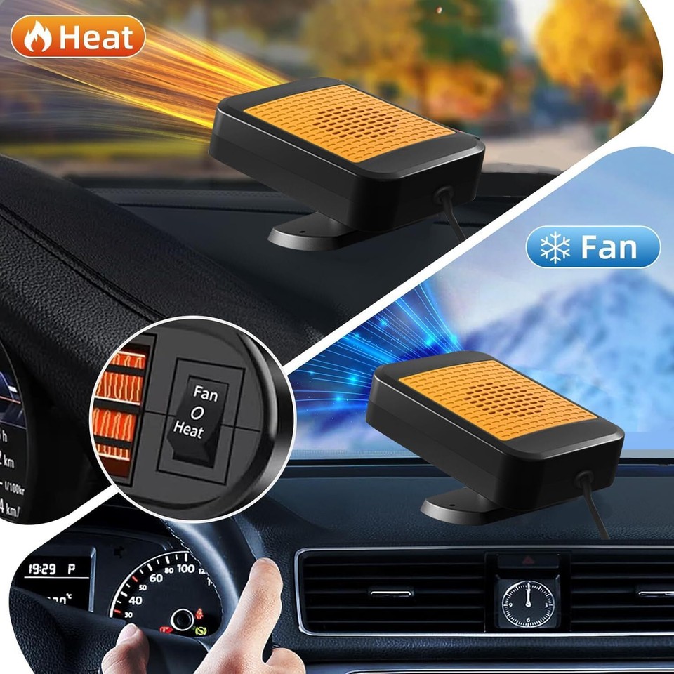 200W Car Heater Portable DC 12V Electric Heating Fan Defogger Defroster ...
