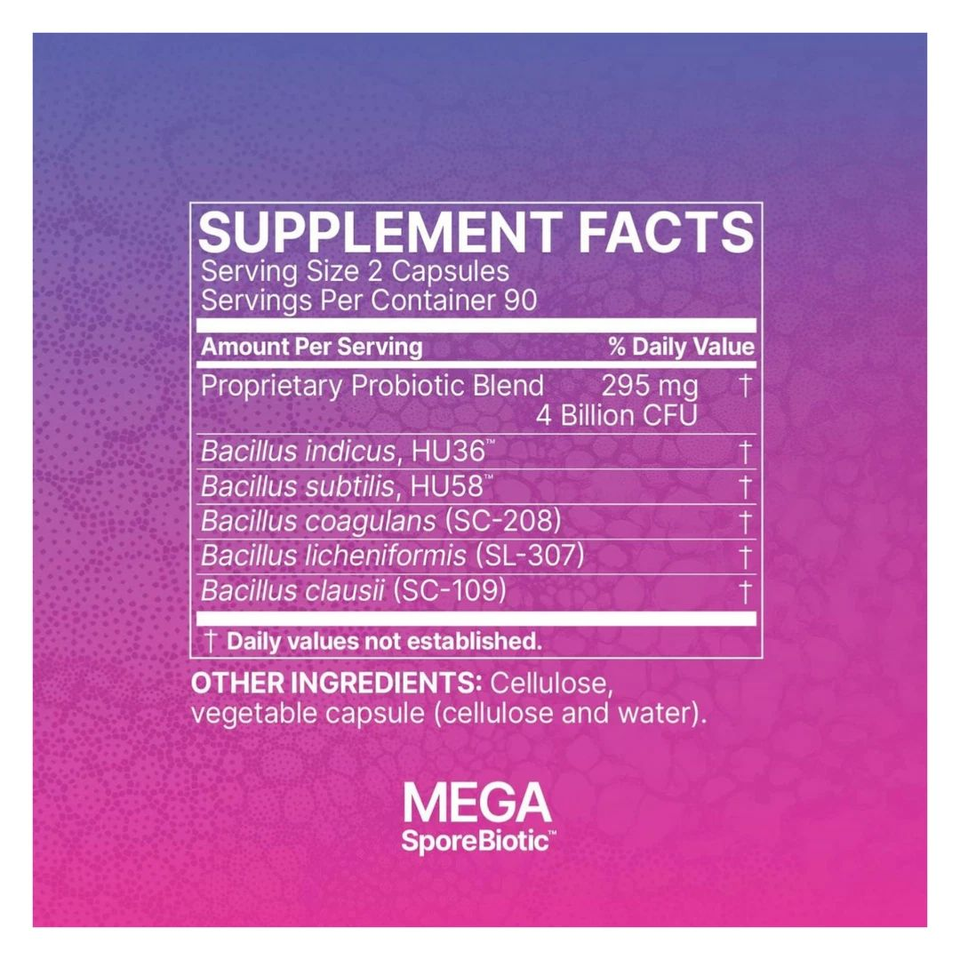 Mega Sporebiotic 180 Capsules Microbiome, Gut Health Probiotic Men And ...