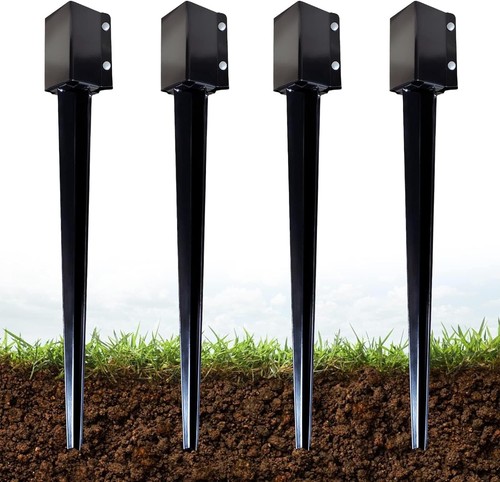 Fence Post Anchor Supports 91cm 90x90mm Heavy Duty Ground Spike Pack of ...