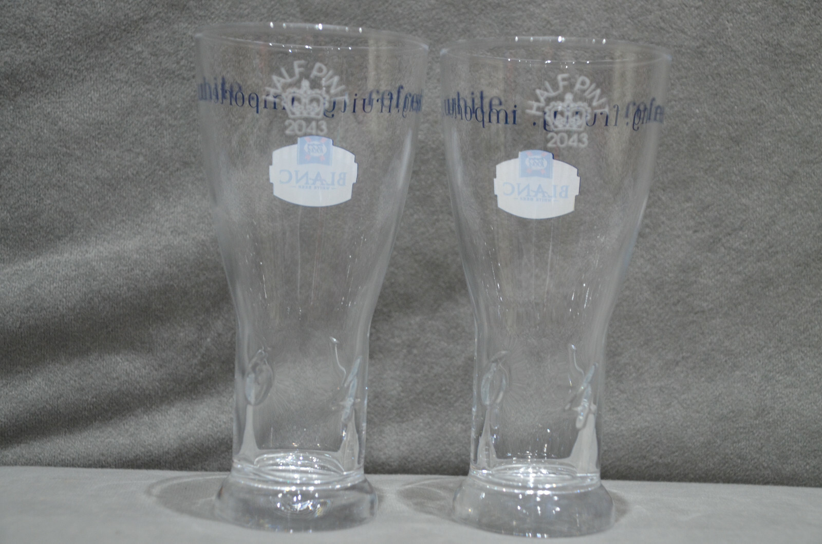 2x Kronenbourg 1664 Blanc White Beer Half Pint 10oz Embossed Glass ...