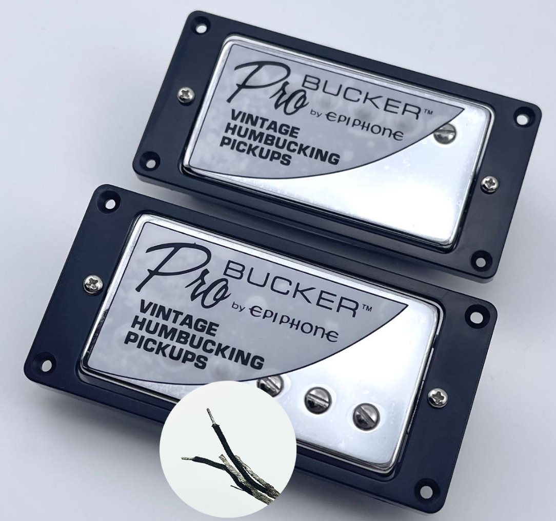 Epiphone ProBucker Humbucker Chrome Pickup Set for LP&SG Braided Wire ...