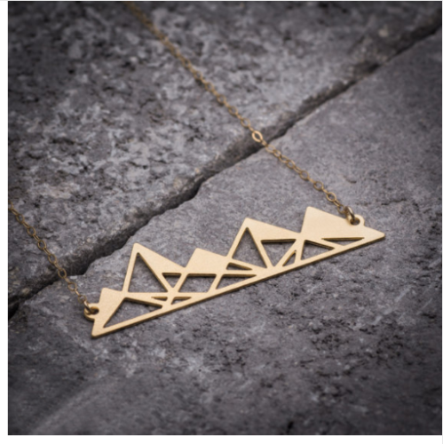 Mountain Pendant Geometric Necklace Adventure Hiker Design Charm ...