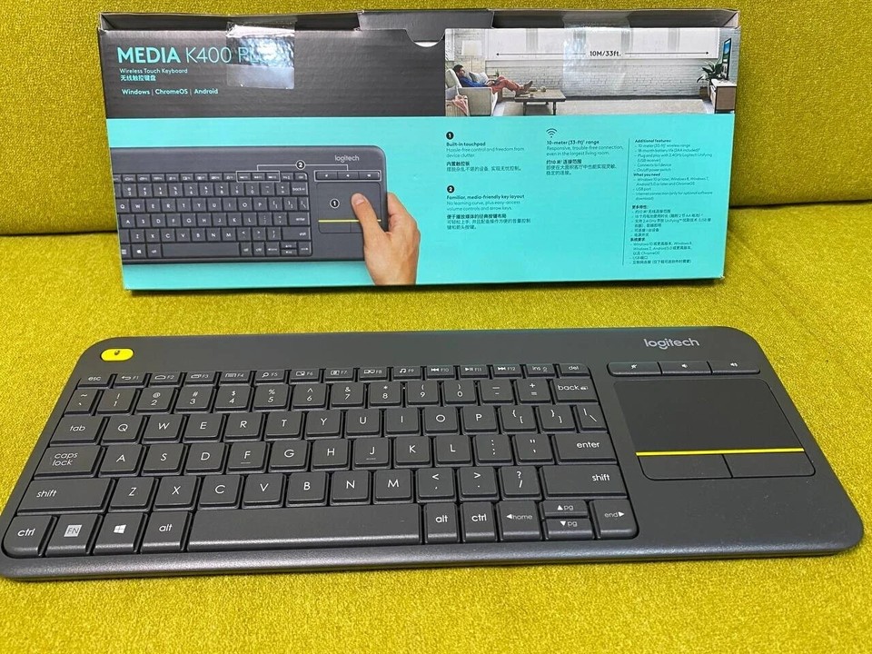 Wireless Keyboard Logitech K400 Plus Touch Pad Mouse Combo TV PC Laptop ...