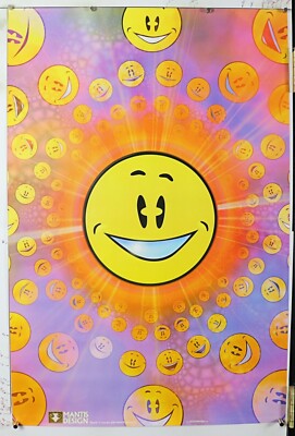 Happy yo Smiley face vintage rare poster 24.25" X 36.50" NOS (b242) | eBay
