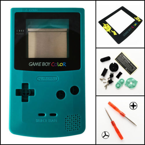 GBC Nintendo Game Boy Color Replacement Housing Shell Screen Lens Teal ...
