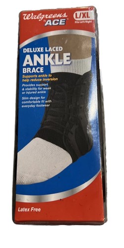 Walgreens Deluxe Laced Ankle Brace Black LG/XL Latex Free 49022428324| eBay