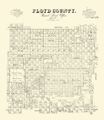 Historic County Map - Floyd County Texas - McGaughey 1892 - 23 x 26.57 ...