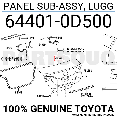 644010D500 Genuine Toyota PANEL SUB-ASSY, LUGG 64401-0D500 | eBay