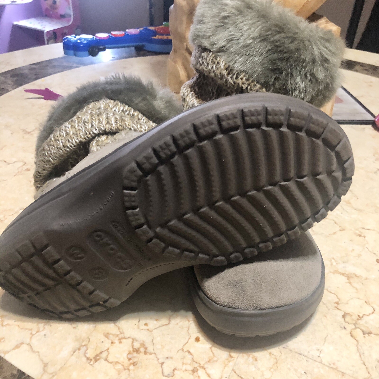 Crocs Cozycrocs Booties Brown Women’s Size 6W Faux Fur Winter Boots | eBay