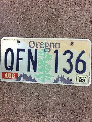 1993 Oregon “Dead tree” License Plate - QFN 136 - Nice! | eBay