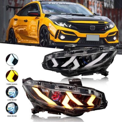 New LED Headlight For 2016-2021 Honda Civic Hatchback Sedan 10th Gen ...