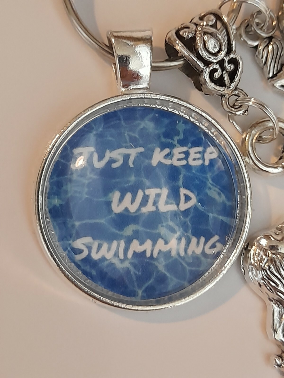 Wild swimming gift, bag charm, keyring. Cold water swim. Mermaid. Blue ...