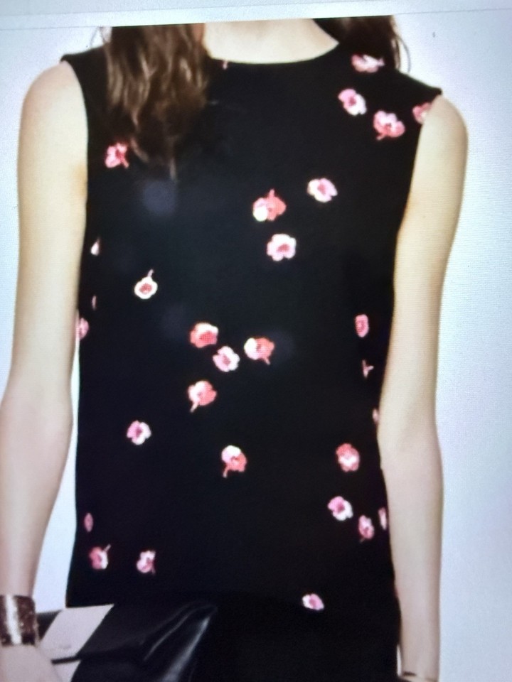 Kate Spade Black Cherry Blossom Womens Sleeveless Pullover Top Sz 2 ...