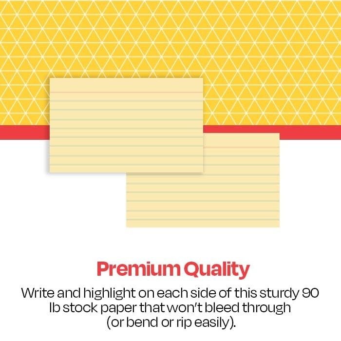 Ruled Index Cards 5x8 Inches Canary Yellow 100 Count Pack Lined Note | eBay