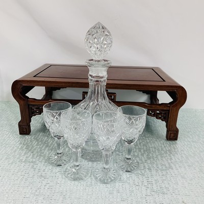 Vintage Glass Decanter With 4 Glasses Whiskey Decanter Bottle Crystal ...