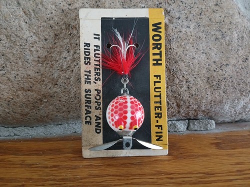 Worth Flutter Fin Fishing Lure Red And White Color On Original Card ...
