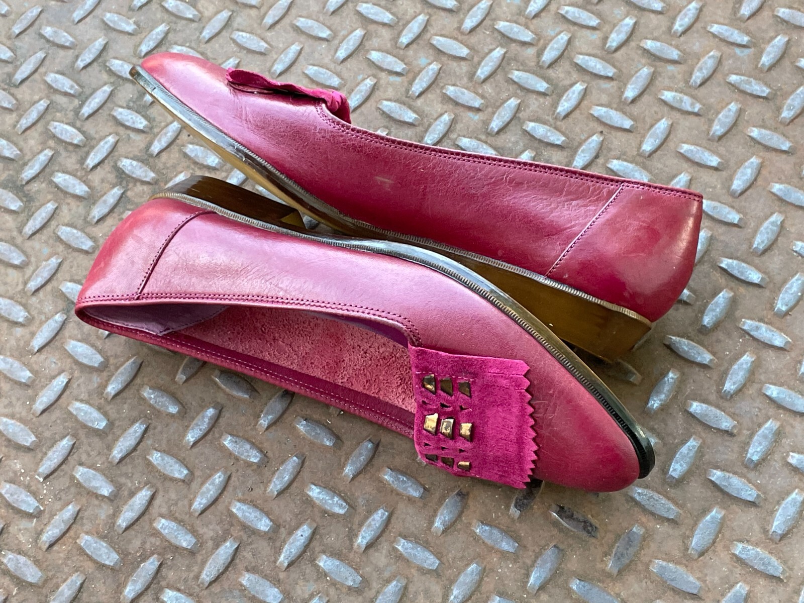 Joyce Women Shoes Flat Purple Leather Upper Slip On Size 7.5M Made in ...