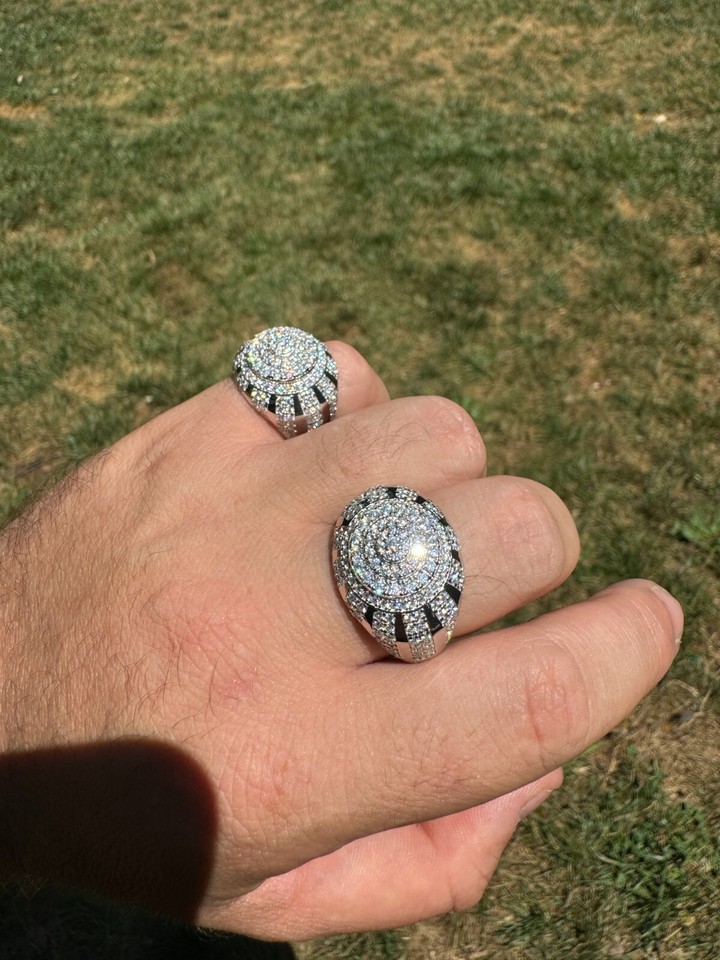 MOISSANITE Mens Rapper Large Kings Dome Iced Hip Hop Ring 925 Sterling ...