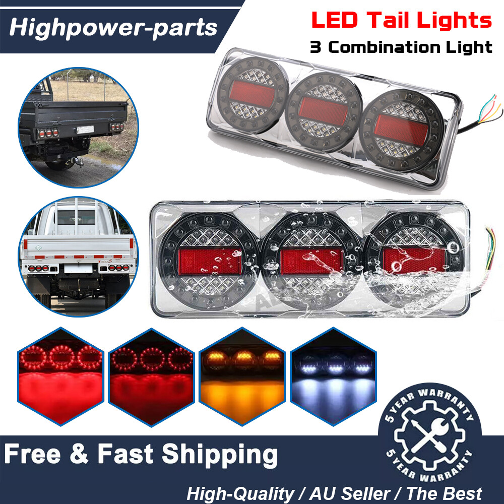 12V LED TAIL LIGHTS 3 COMBINATION SUIT TRAILER TRUCK CANOPY CARAVAN UTE ...