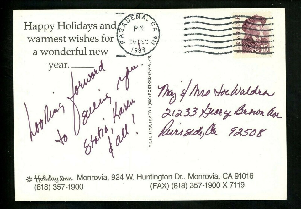 Holiday Inn Motel Hotel Postcard California CA Monrovia Christmas ...