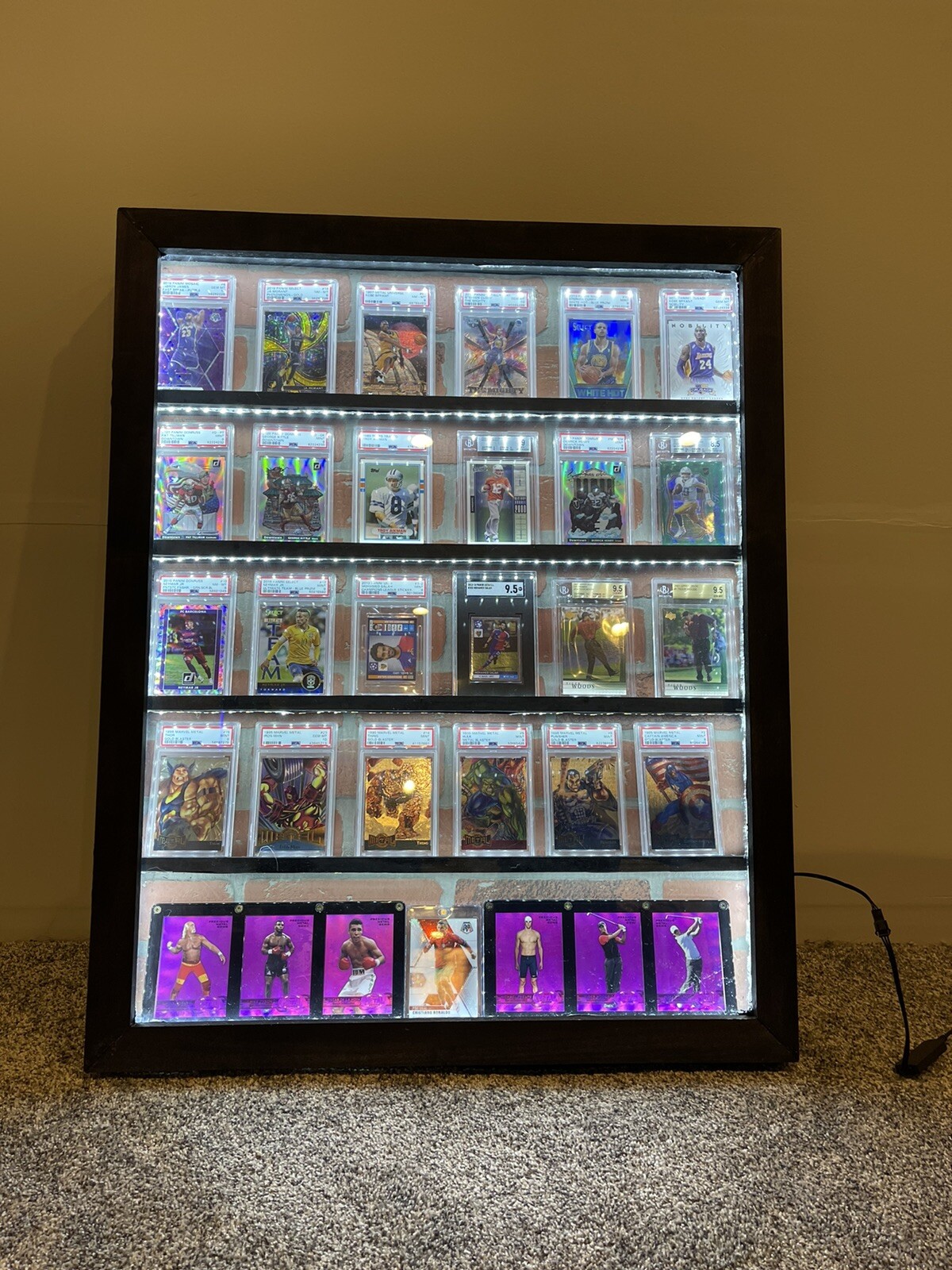 Custom Built Sports Card Display Case 24x30 With Fully Adjustable LED ...