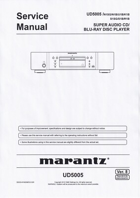 Service Manual Guide For Marantz UD-5005 | eBay
