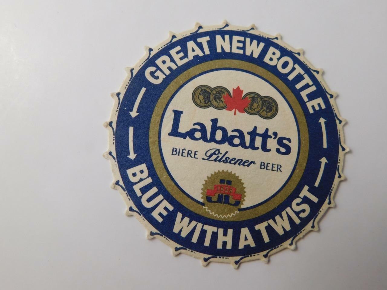 LABATT'S BLUE BEER NEW TWIST BOTTLE VINTAGE BAR COASTER ADVERTISING ...