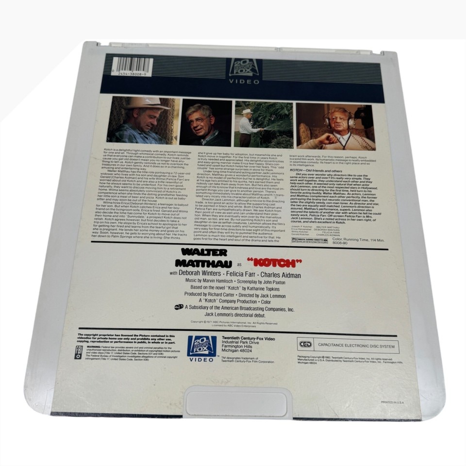 Kotch RCA Selectavision CED Videodisc Walter Matthau | eBay