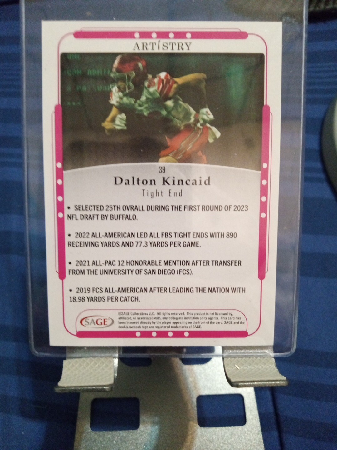 2023 SAGE Artistry Silver Dalton Kincaid #39 Rookie RC Buffalo Bills ...