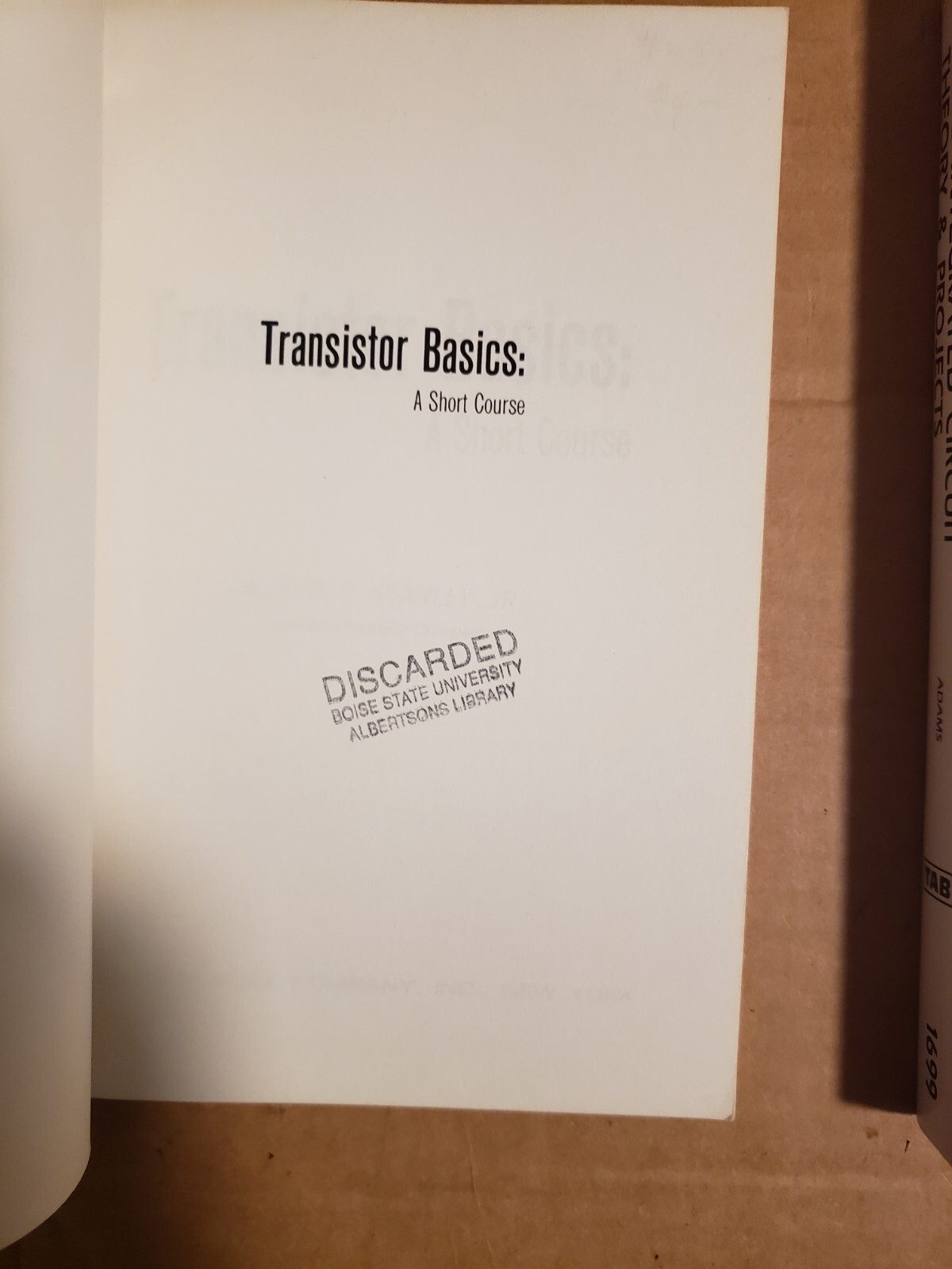 Vintage Electronics Books Transistors Basics a Short Course Book ...